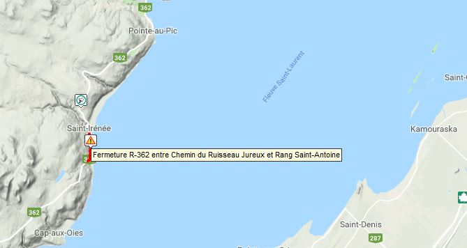 Un glissement de terrain à St-Irénée cause la fermeture de la route 362 ...