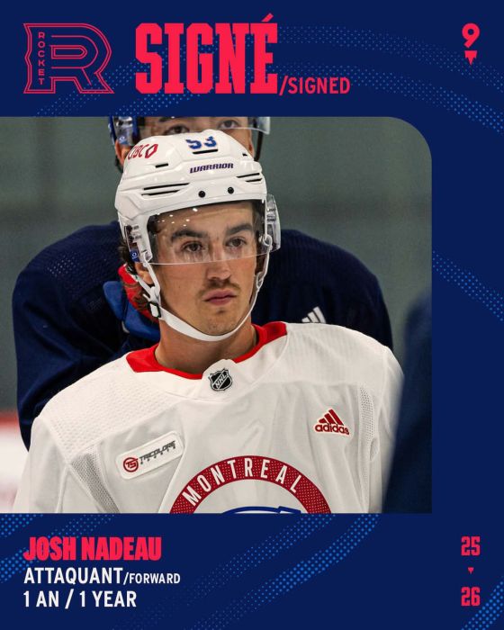 Rocket de Laval : Josh Nadeau s'entend avec l'organisation du Canadien ...